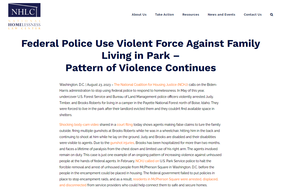 Federal Police Use Violent Force Against Family Living in Park